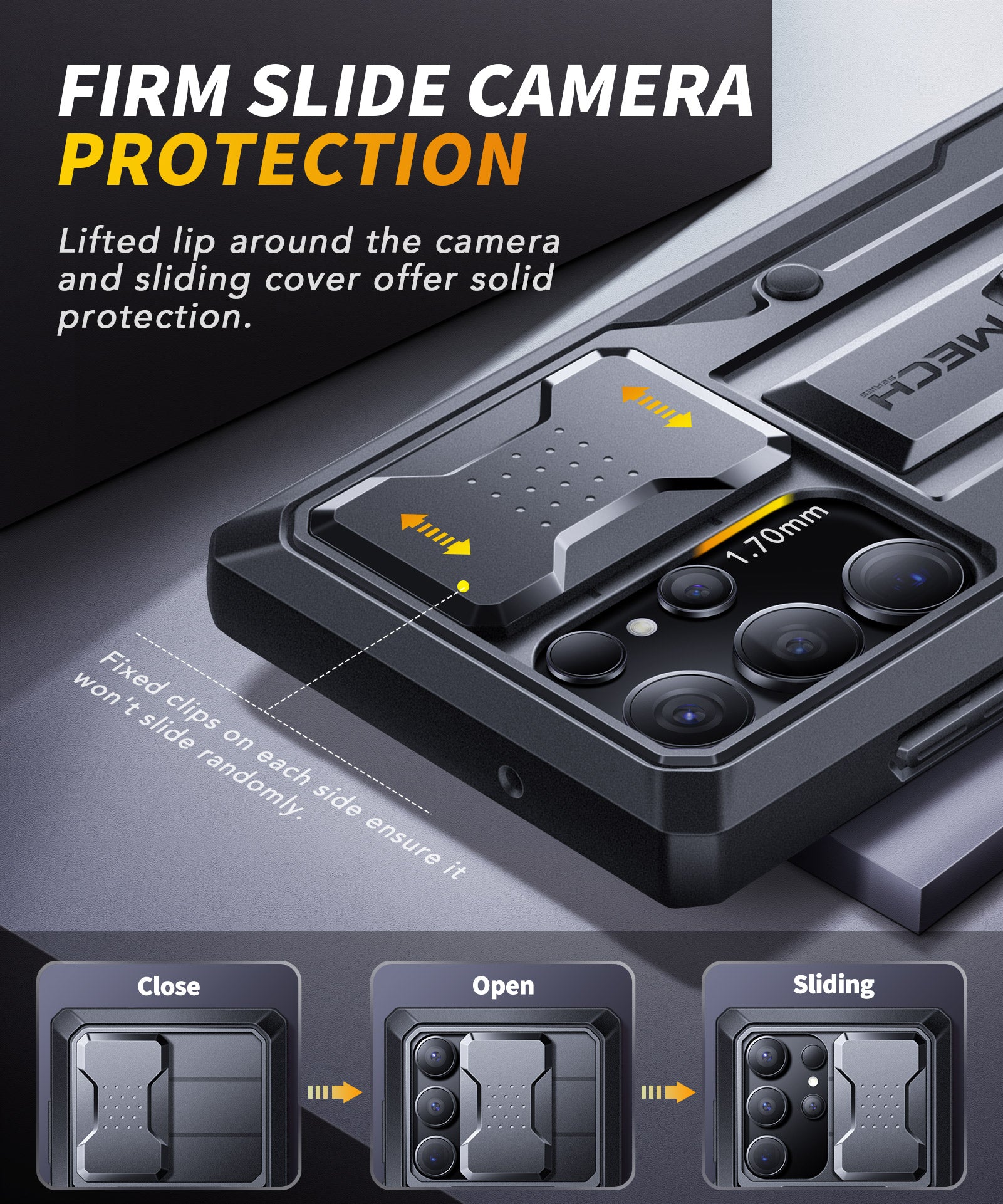 Samsung Galaxy S23 Ultra Case with Sliding Camera Cover, [with Front F ...