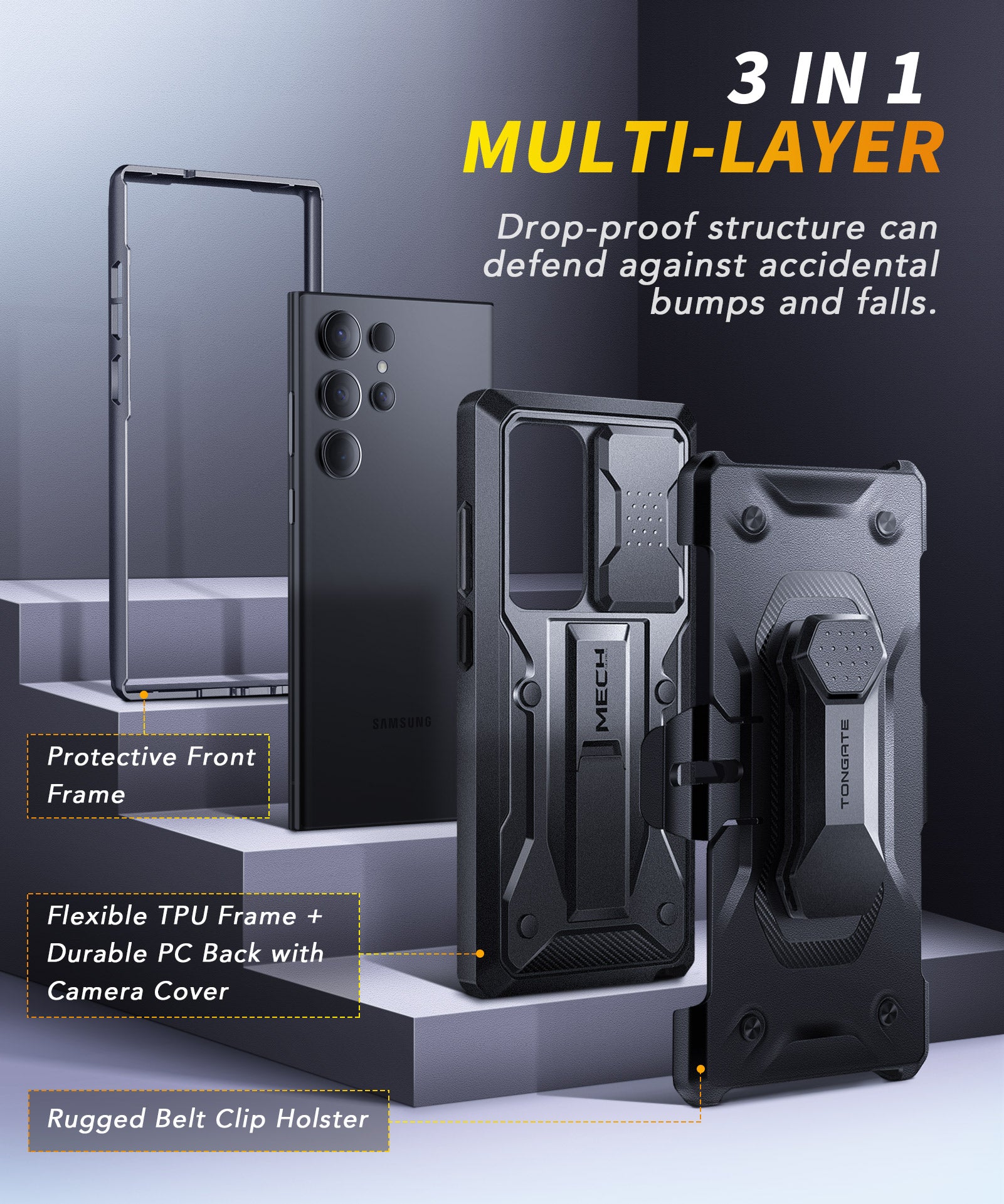 Samsung Galaxy S23 Ultra Case with Sliding Camera Cover, [with Front F ...